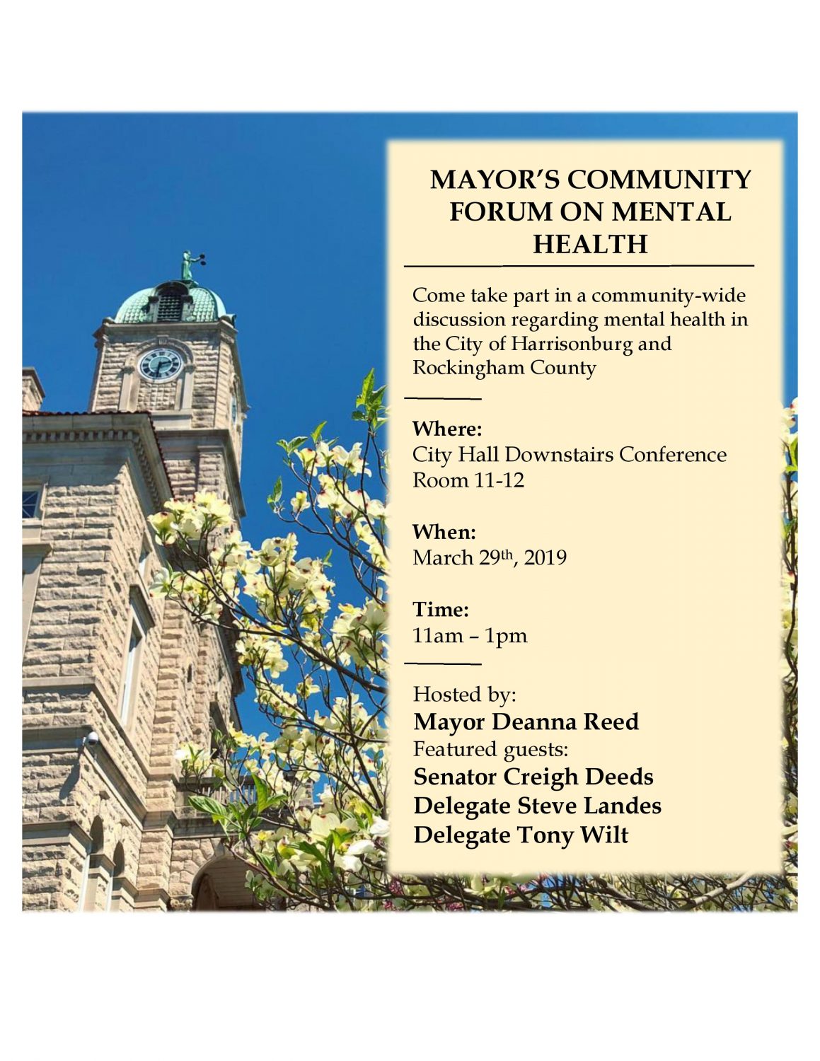 Mayor's Community Forum on Mental Health - Harrisonburg-Rockingham CSB